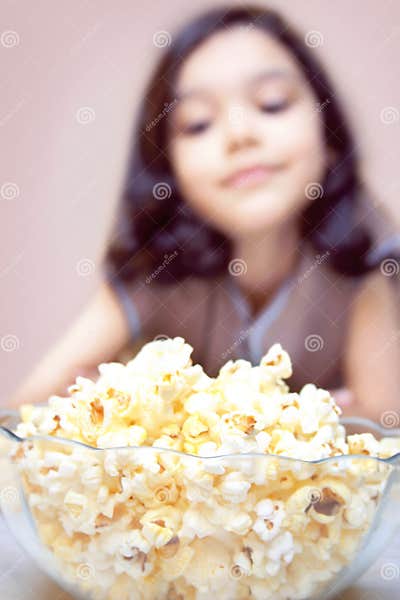 Popcorn girl stock image. Image of television, food, entertainment - 131237