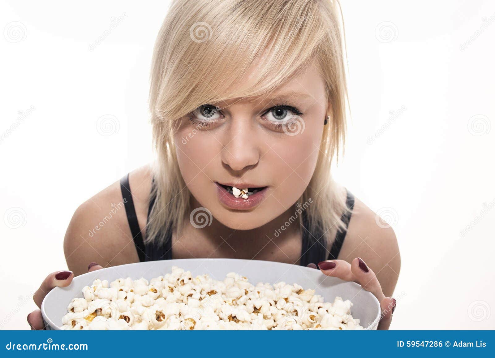Popcorn girl stock photo. Image of blonde, goody, mascot - 59547286