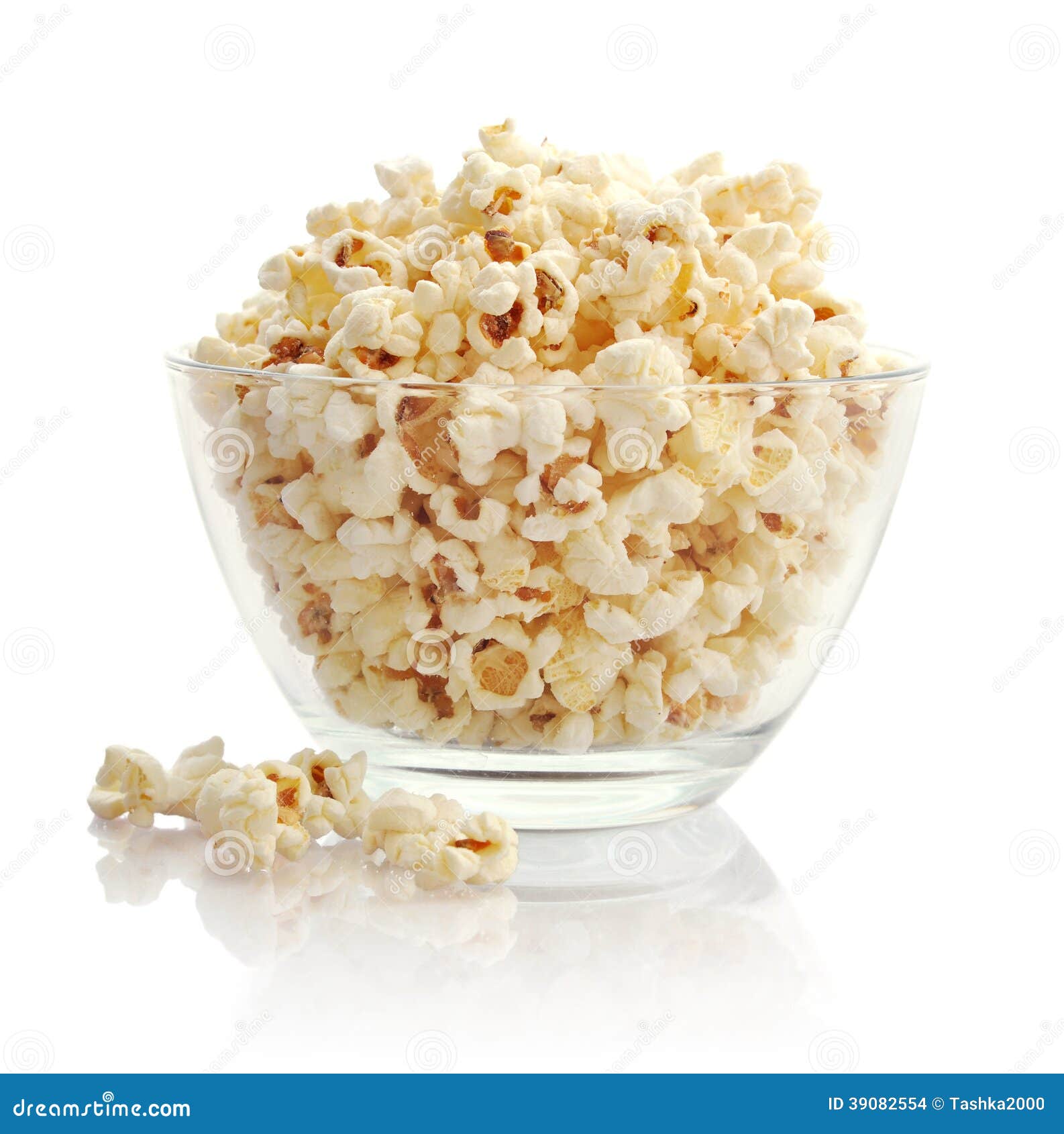 Popcorn in glass bowl stock photo. Image of object, full - 39082554