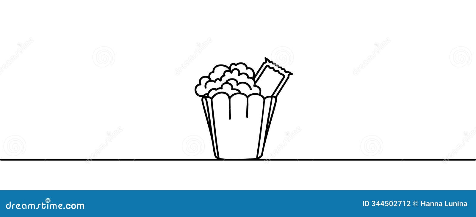 Popcorn in a Glass Continuous One Line Drawing. Vector Illustration ...