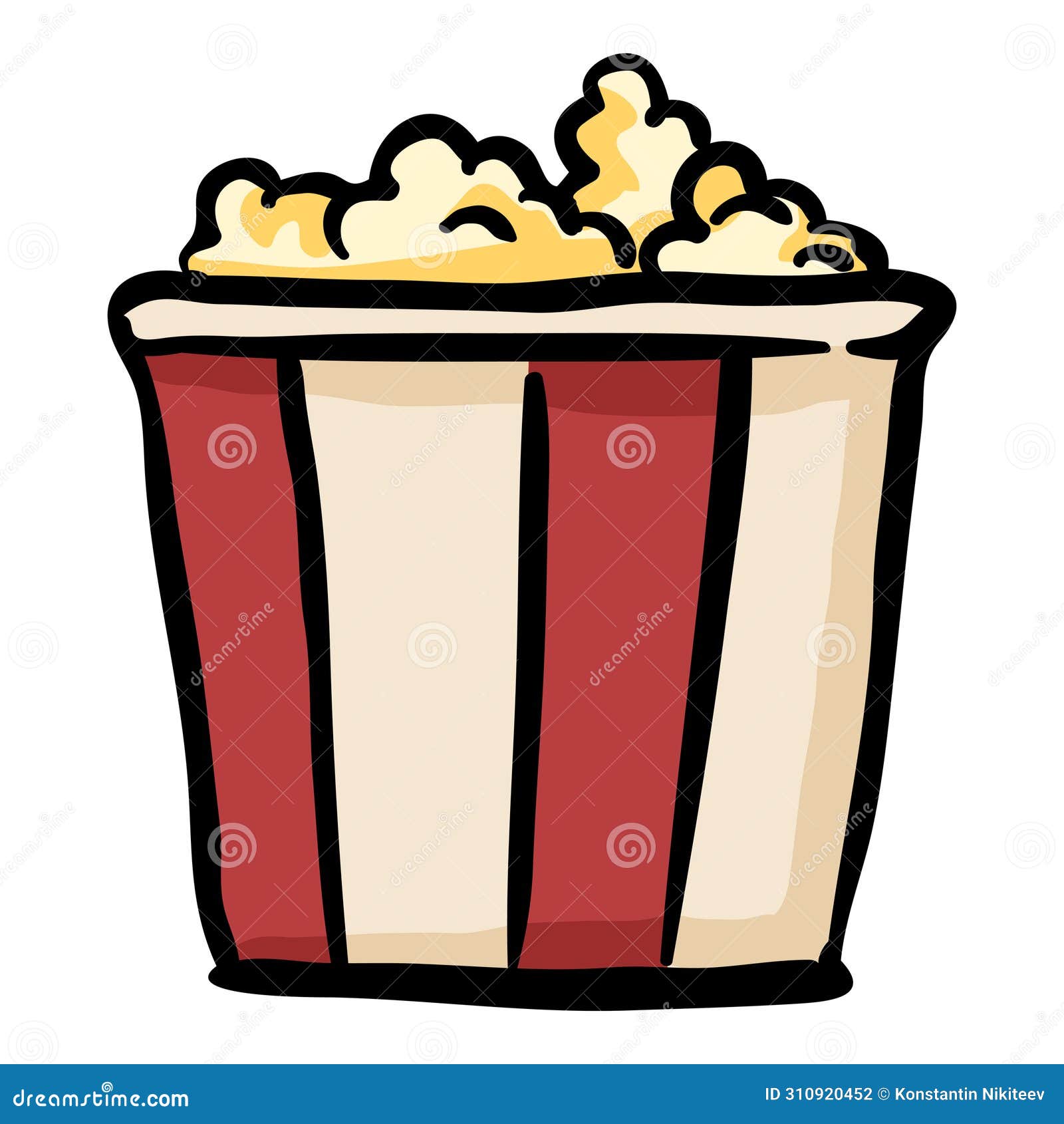 Popcorn Hand Drawn Doodle Icon Stock Vector - Illustration of isolated ...