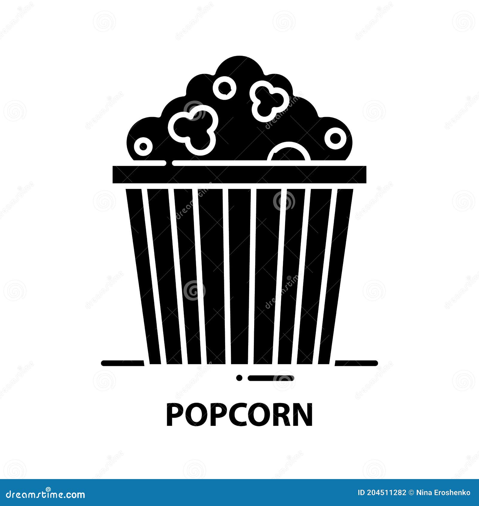 Popcorn Icon, Black Vector Sign with Editable Strokes, Concept ...