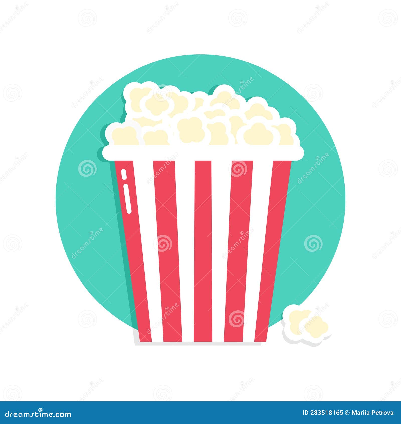 Popcorn Icon in a Blue Circle. Round Icon in Flat Style Stock Vector ...