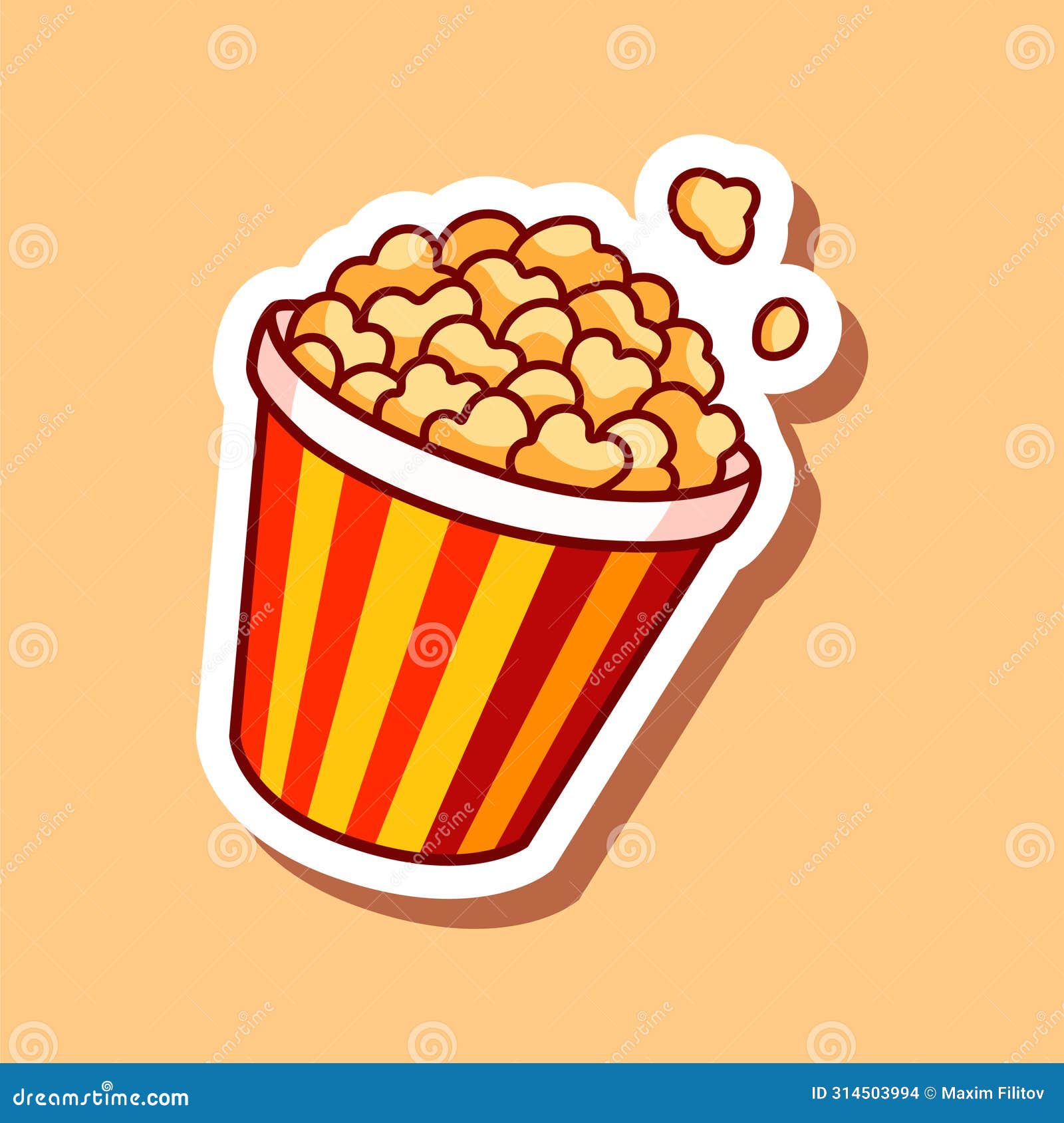 Popcorn Illustration Vector. Popcorn Sticker Stock Vector ...