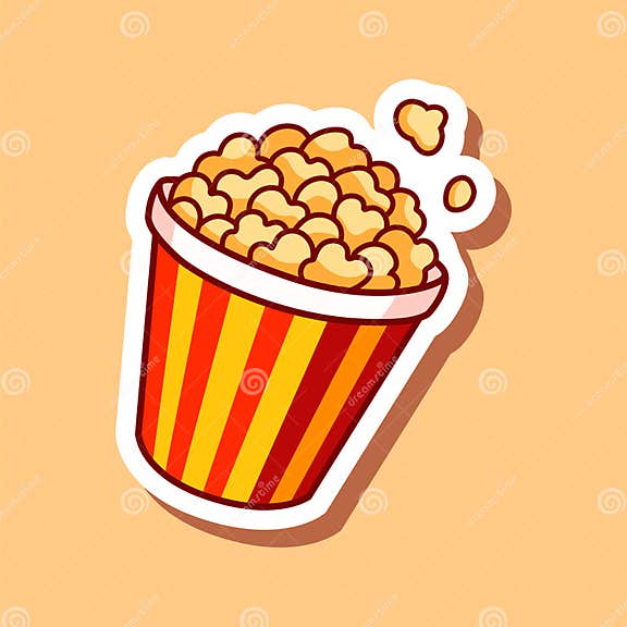 Popcorn Illustration Vector. Popcorn Sticker Stock Vector ...
