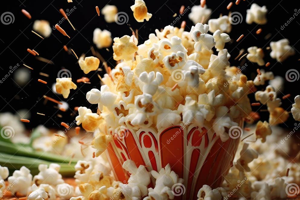 Popcorn Kernels Bursting in Slow Motion Stock Illustration ...