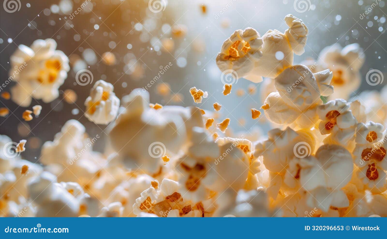 Popcorn Kernels Exploding Against a Cinema Backdrop, AI-generated ...