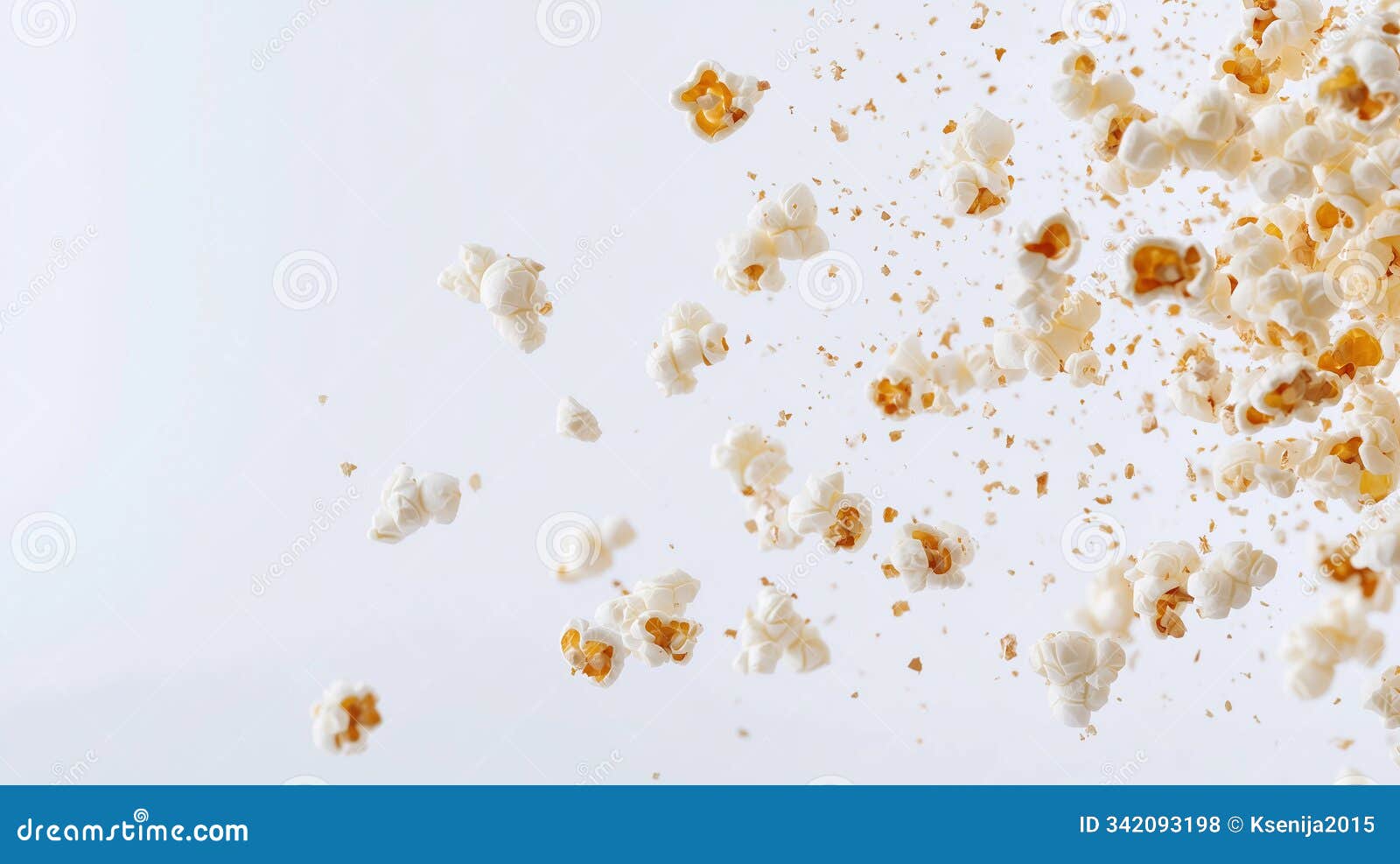 Popcorn Kernels Exploding in Mid-air Against a Clean White Background ...