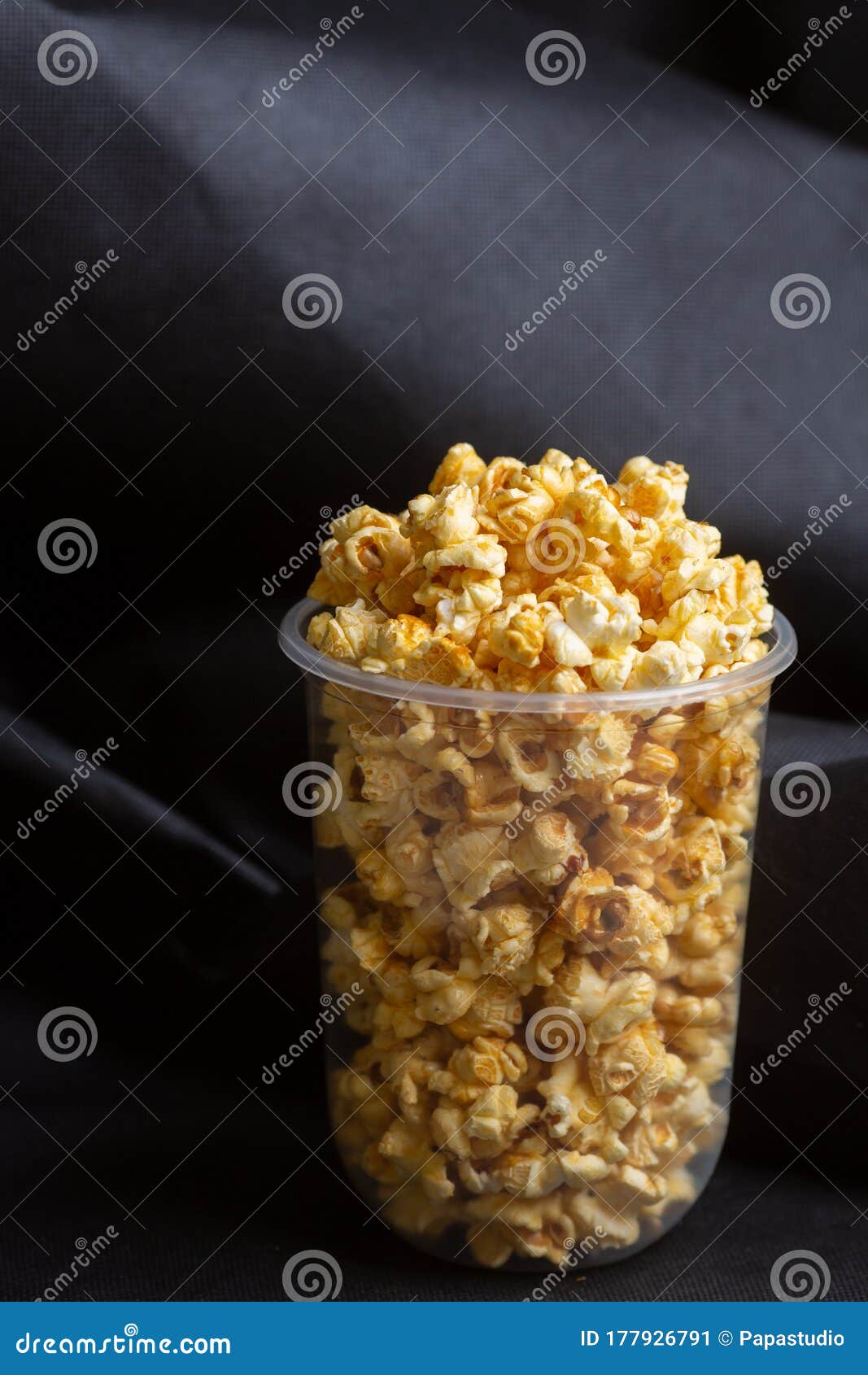 Popcorn in a large bucket stock image. Image of fresh - 177926791
