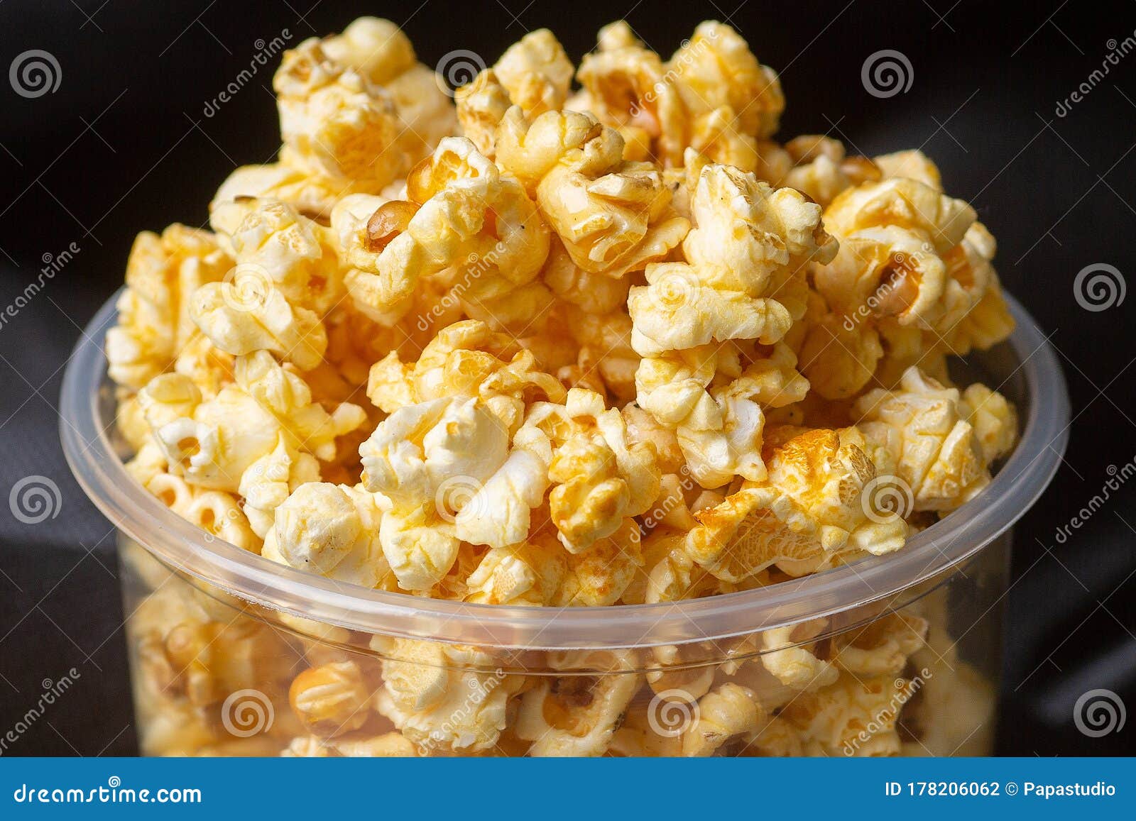 Popcorn in a large bucket stock photo. Image of fresh - 178206062