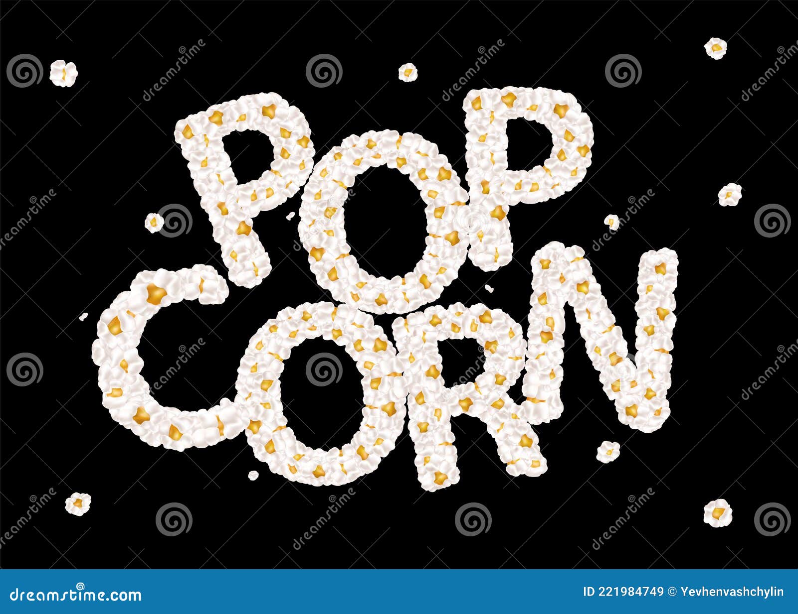 Popcorn Lettering Consists of Airy Popcorn. Vector Illustration Stock ...