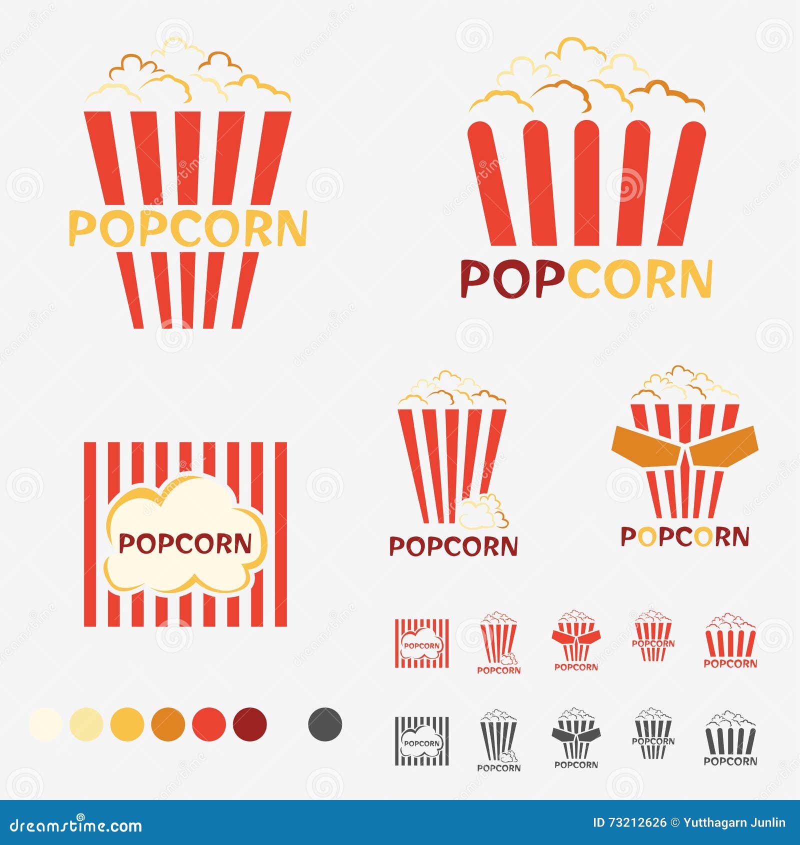 Popcorn Logo Set vector illustratie. Illustration of film - 73212626
