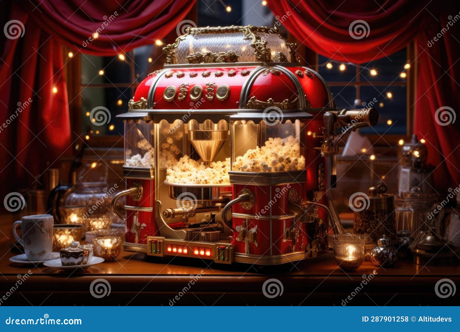 Popcorn Machine with Steam and Lights Stock Photo - Image of cinema ...