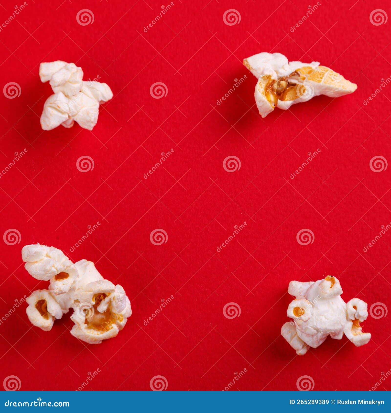 Popcorn Macro on a Red Background Stock Image - Image of close, corn ...