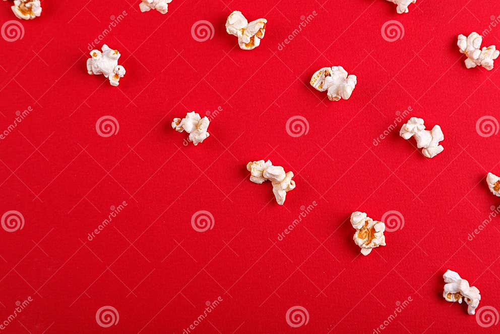 Popcorn Macro on a Red Background Stock Image - Image of cardboard ...
