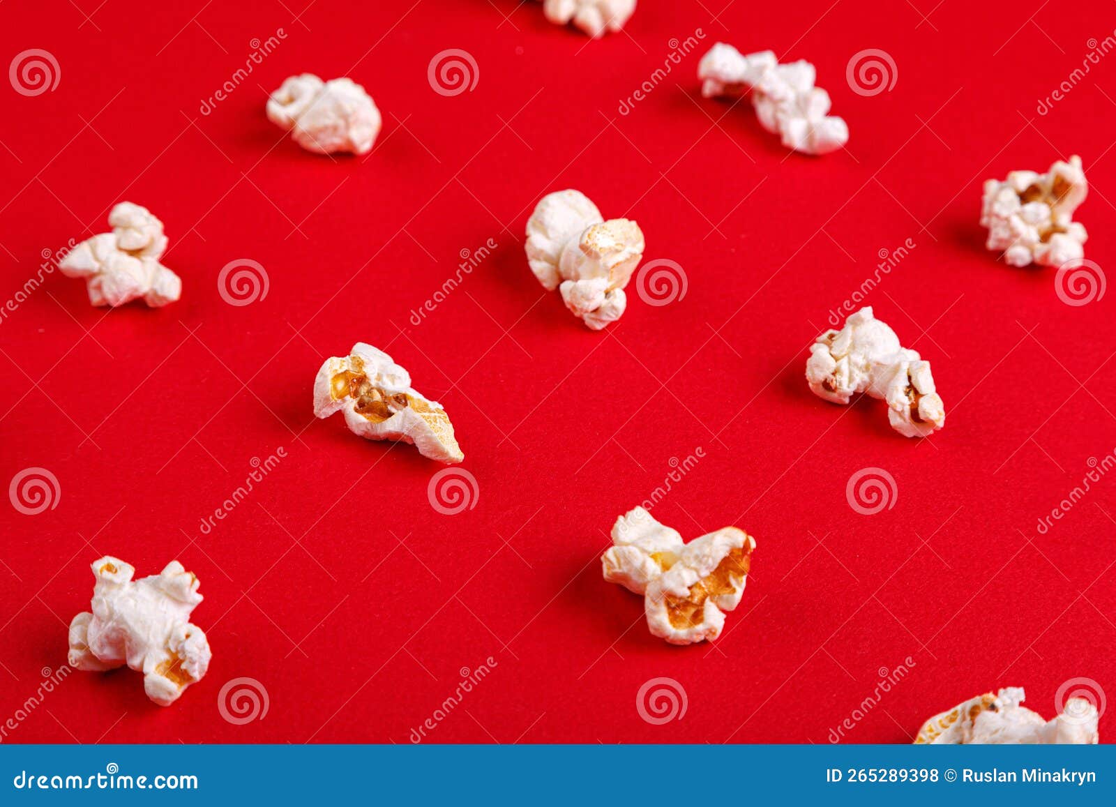 Popcorn Macro on a Red Background Stock Photo - Image of full, closeup ...