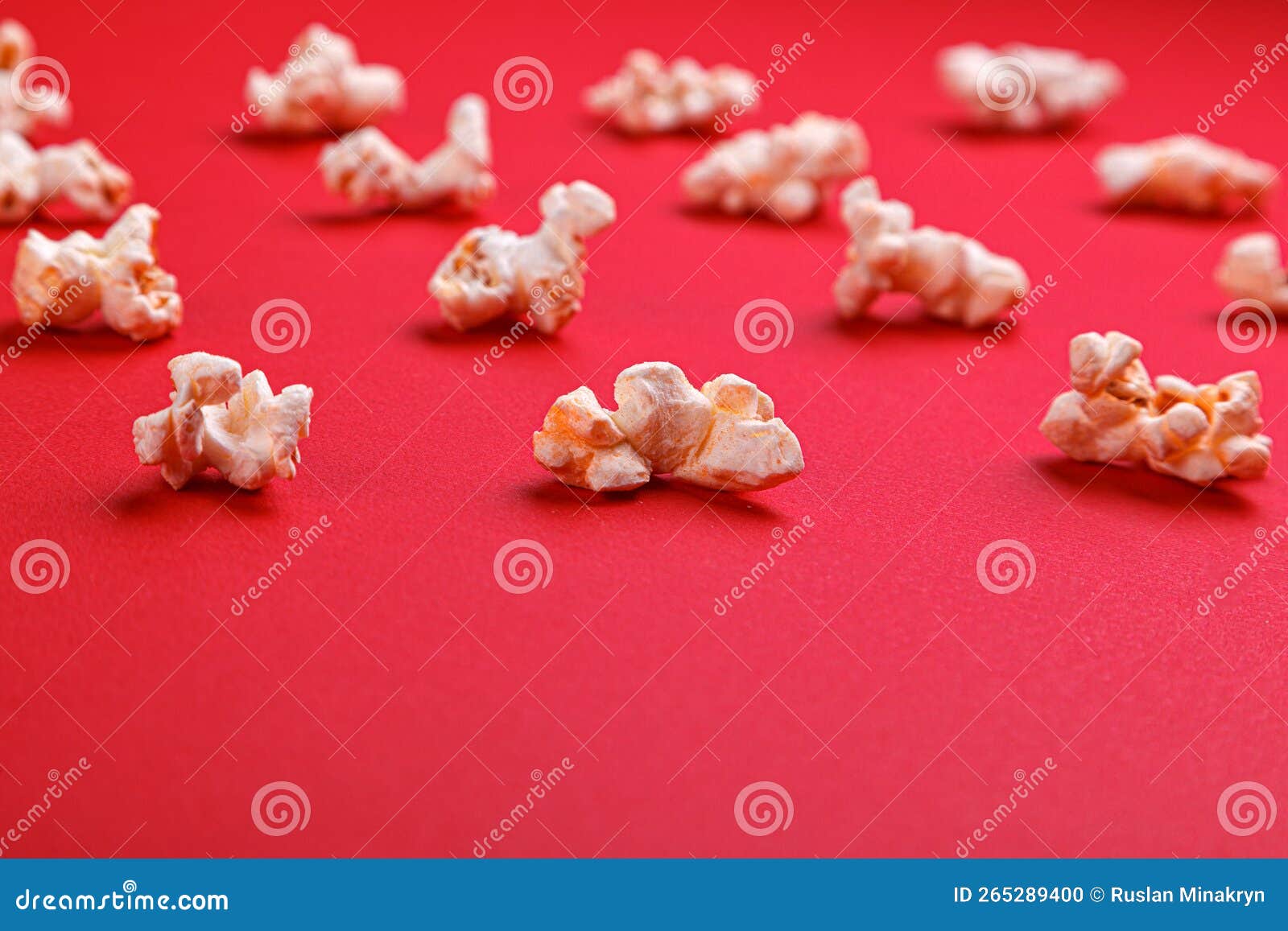 Popcorn Macro on a Red Background Stock Photo - Image of fresh, copy ...