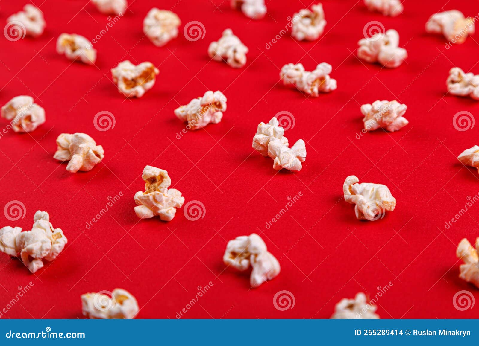 Popcorn Macro on a Red Background Stock Photo - Image of copy ...