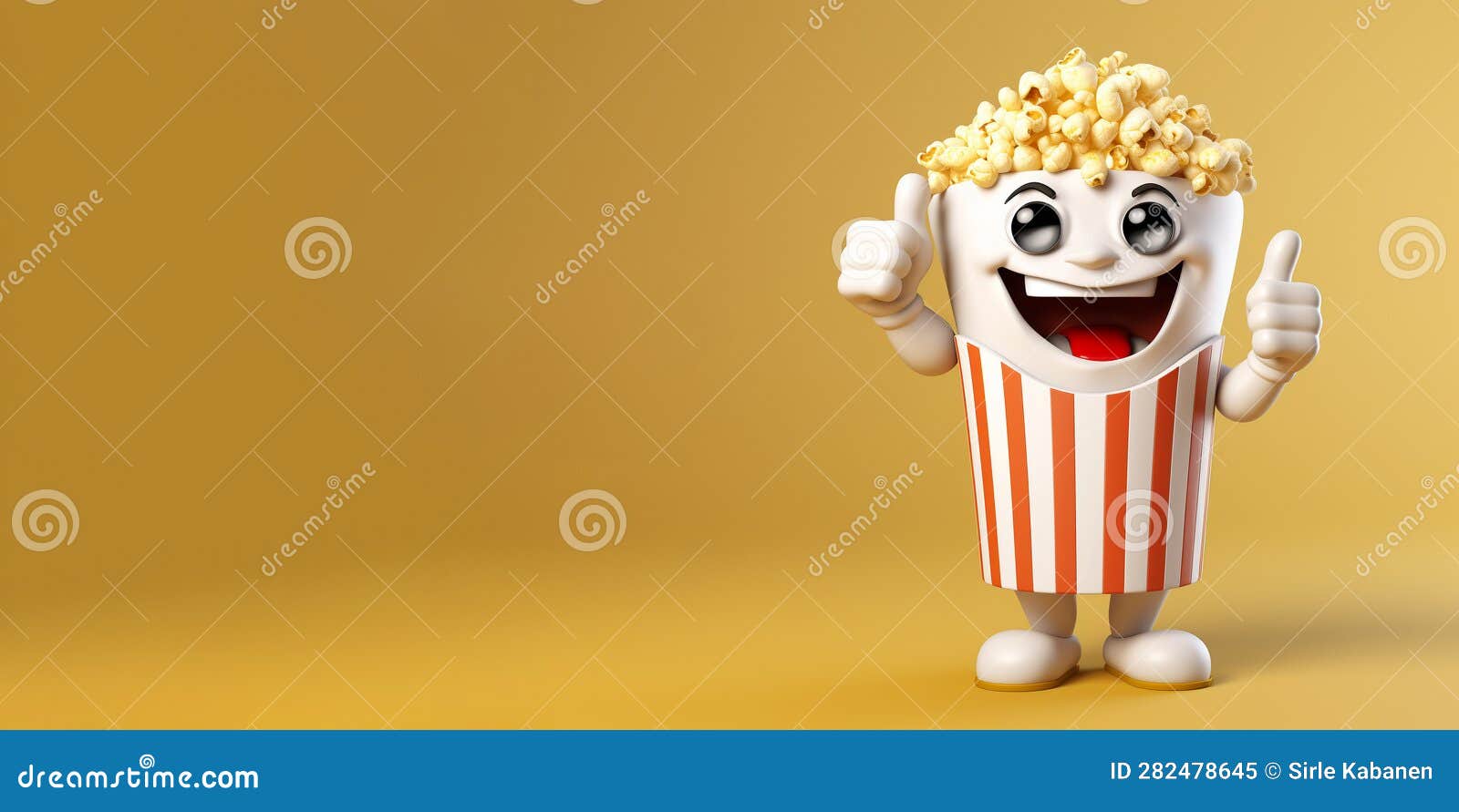 Popcorn Mascot Giving Thumbs Up. Empty Copy Space for Text. Generative ...