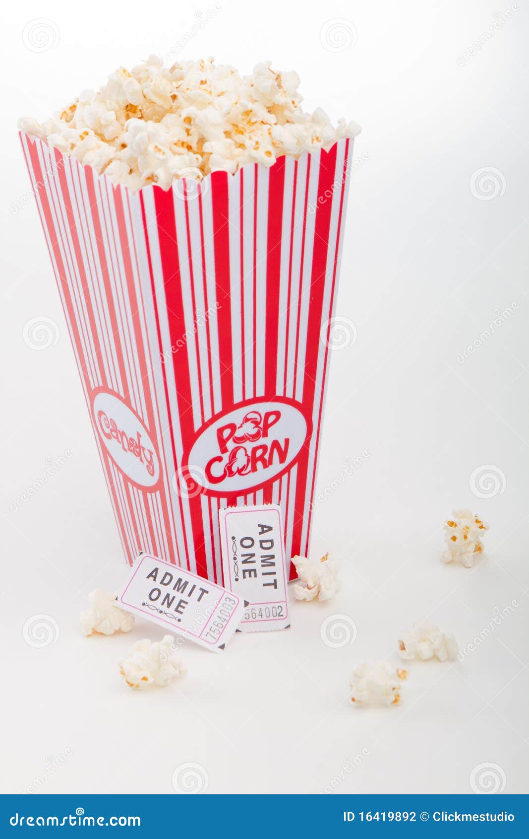 Popcorn and movie tickets stock photo. Image of isolated - 16419892