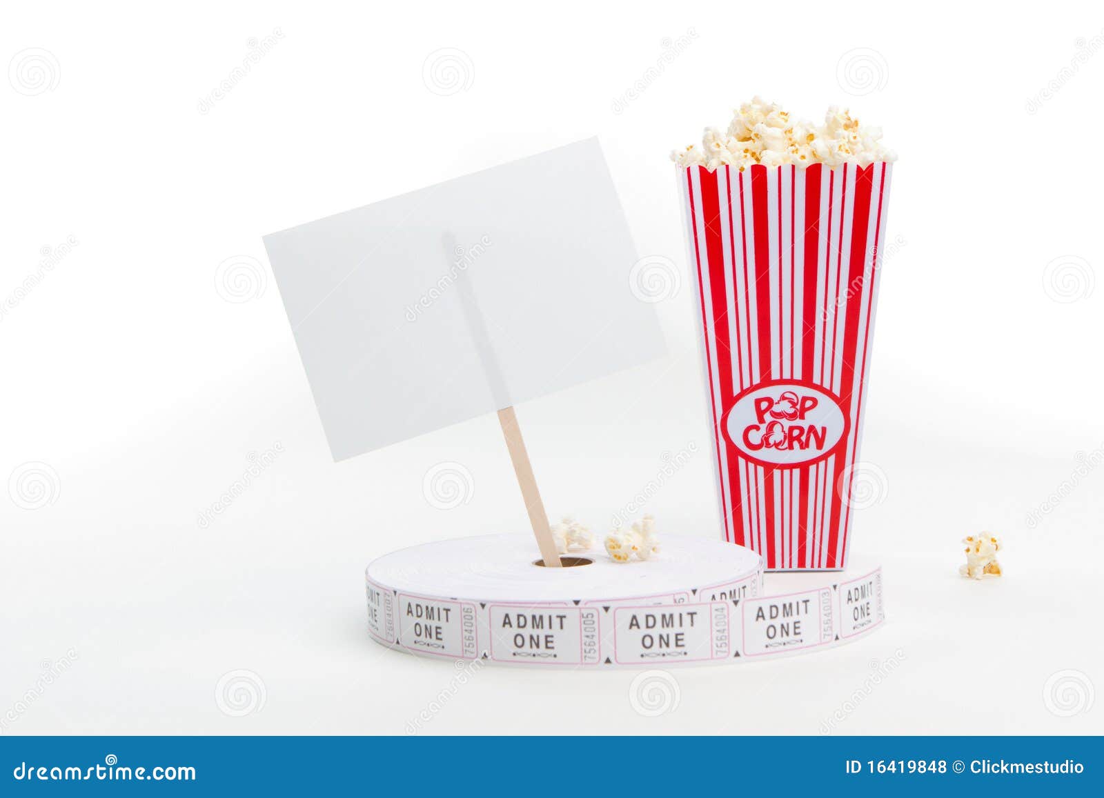 Popcorn, Movie Tickets and a Sign Stock Photo - Image of reel, roll ...