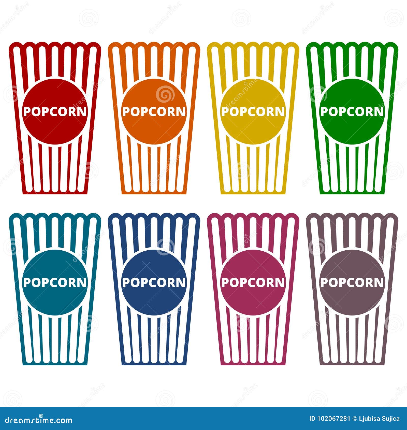 Popcorn Package Bag Icons Set Stock Vector - Illustration of design ...