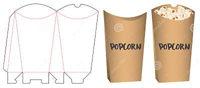 Popcorn Packaging Die Cut Template Design. 3d Mock-up Stock Vector ...