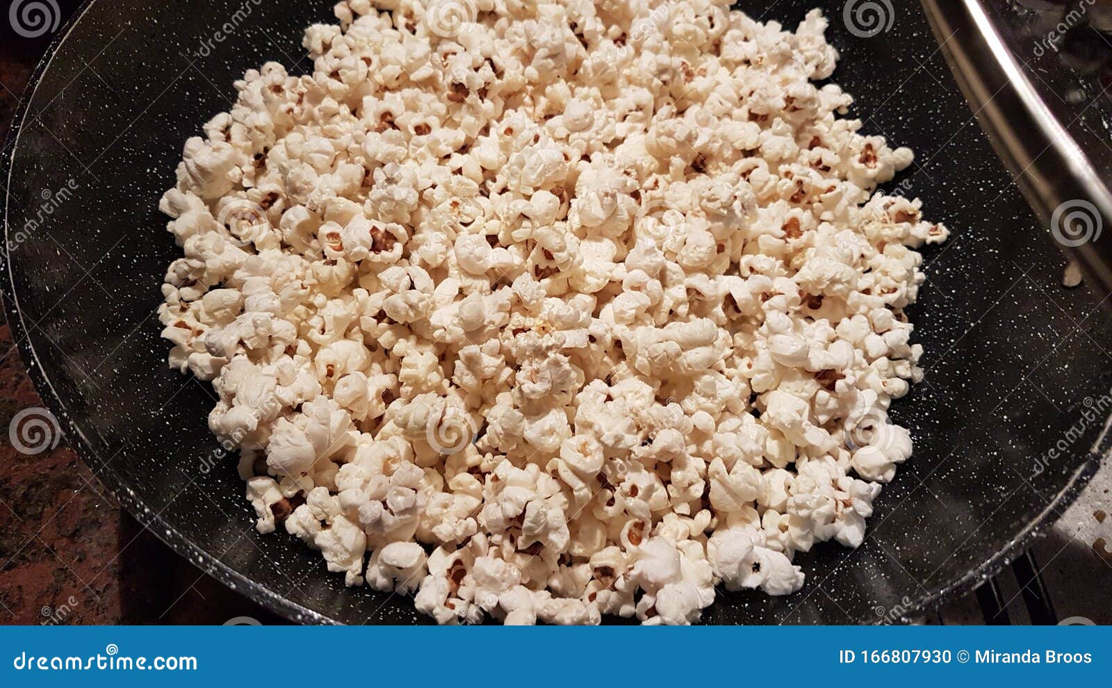 Popcorn in pan stock photo. Image of chips, snack, movie - 166807930