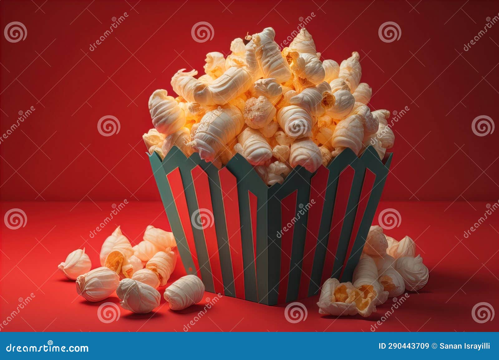 Popcorn in a Paper Box on a Solid Color Background. Ai Generative Stock ...