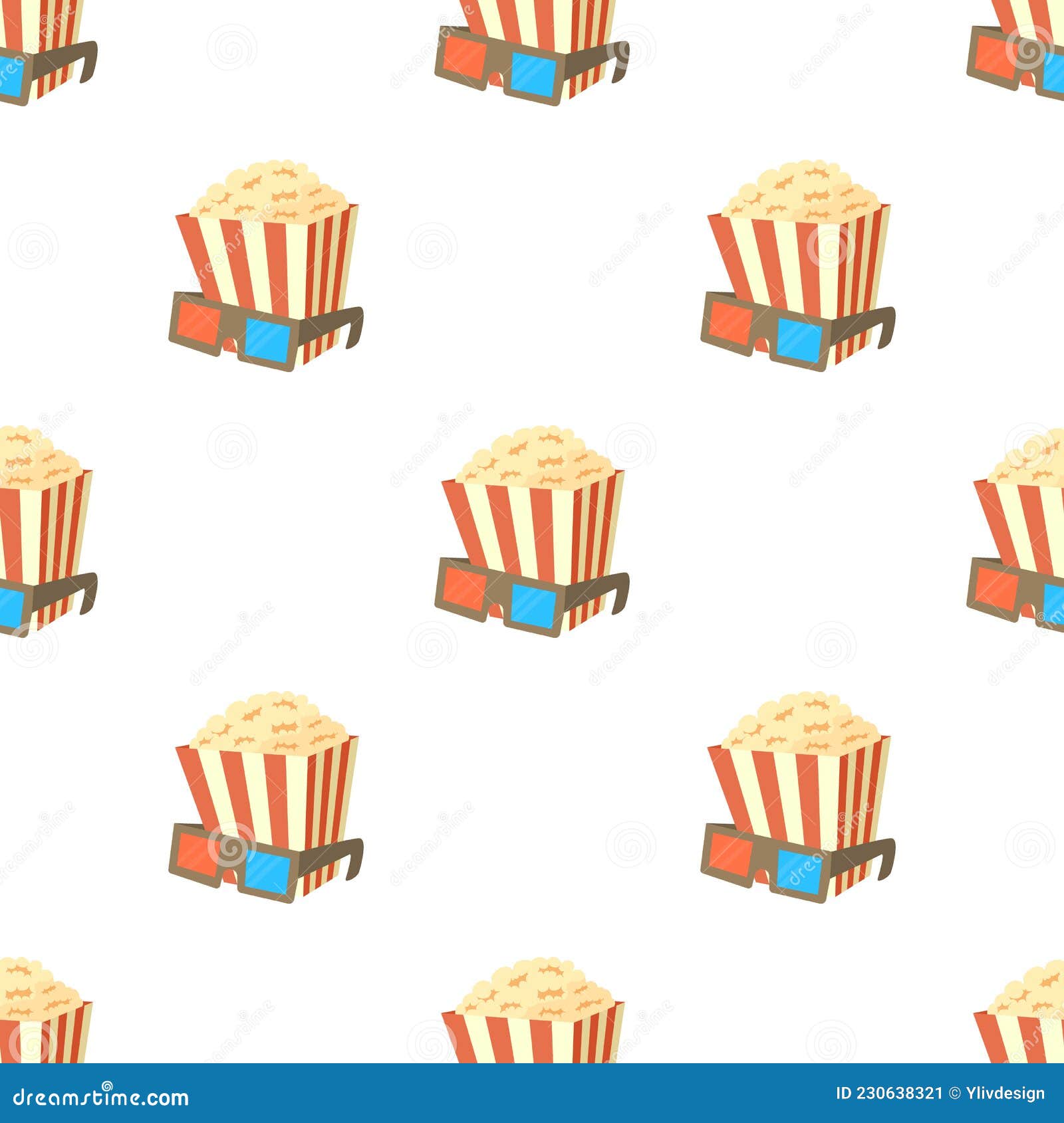 Popcorn Pattern Seamless Vector Stock Vector - Illustration of cartoon ...
