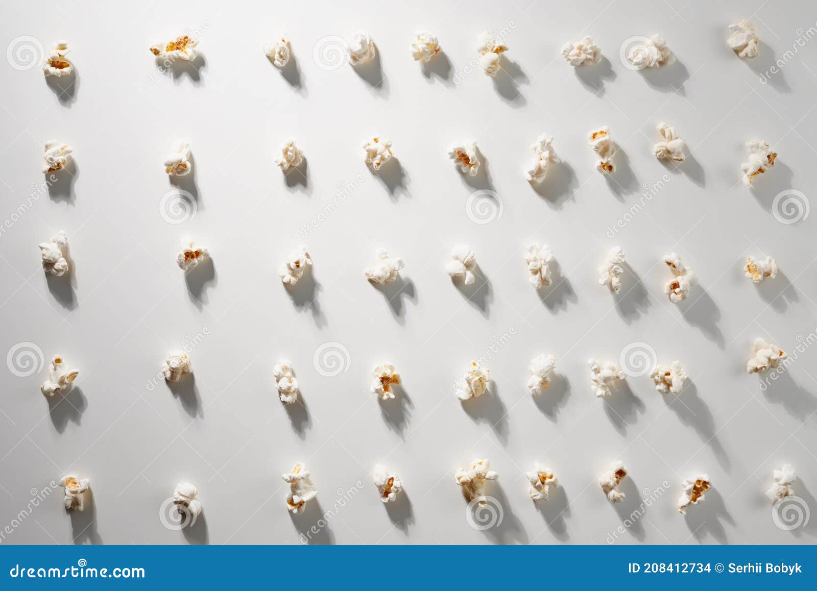 Popcorn Piece on Gray Background. Stock Photo - Image of salty, food ...