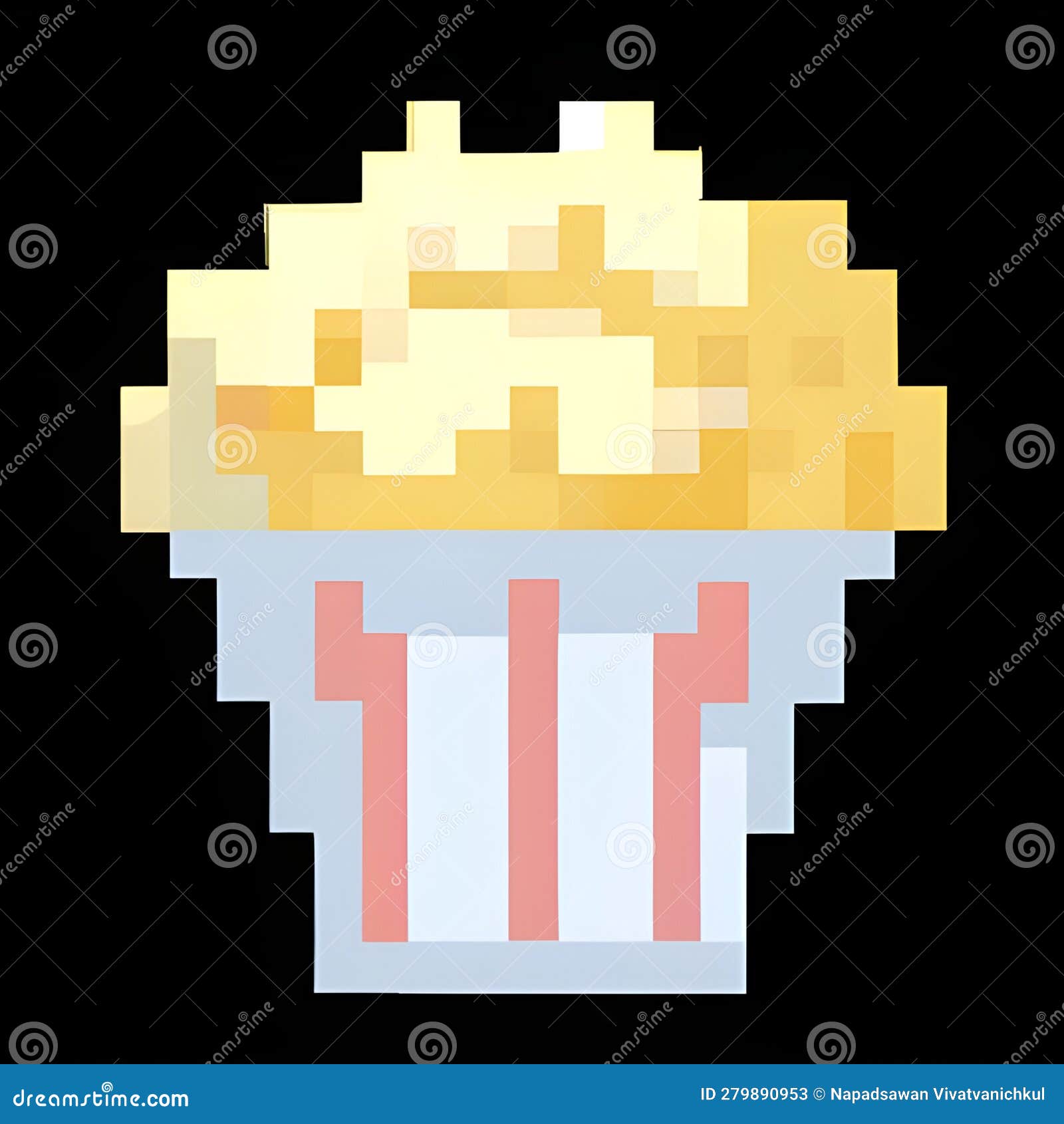 Popcorn Pixel Art Isolated. 8 Bit Sweetness Vector Illustration | CartoonDealer.com #226225142