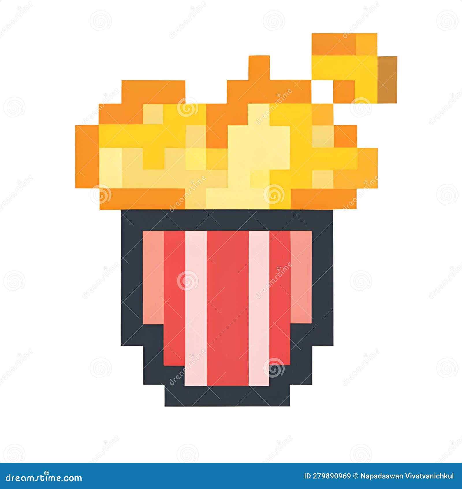 Popcorn Pixel Art Isolated. 8 Bit Sweetness Vector Illustration ...