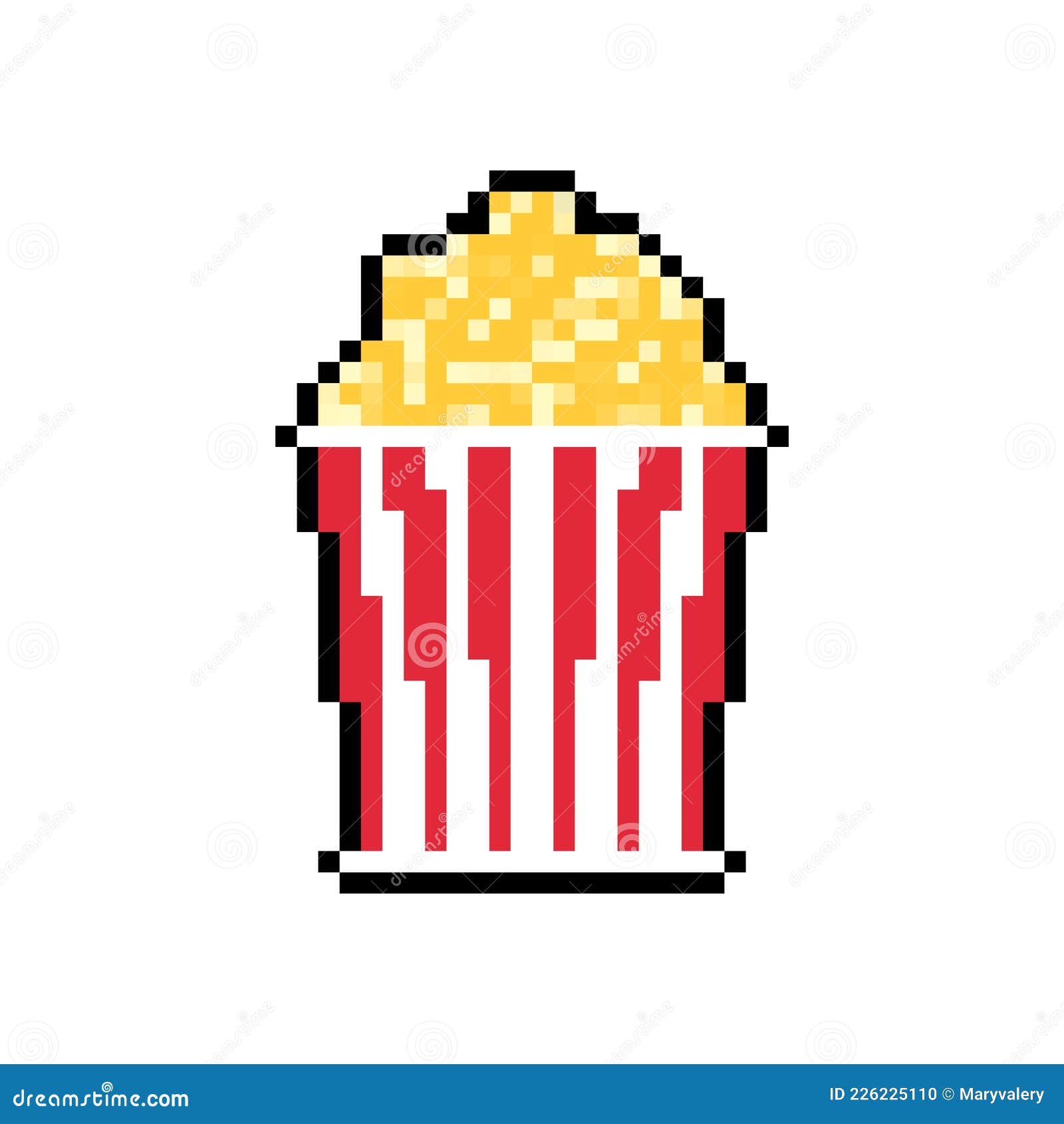 8 Bit Pixel Art Popcorn Snack With Png Background Cartoon Vector ...