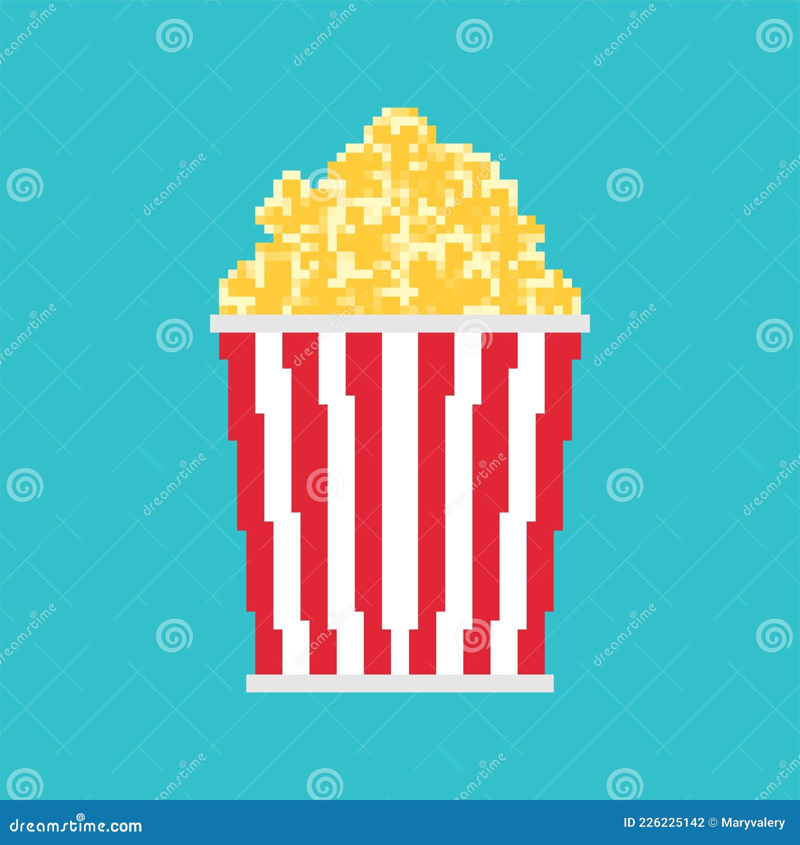 Popcorn Pixel Art Isolated. 8 Bit Sweetness Vector Illustration Stock ...