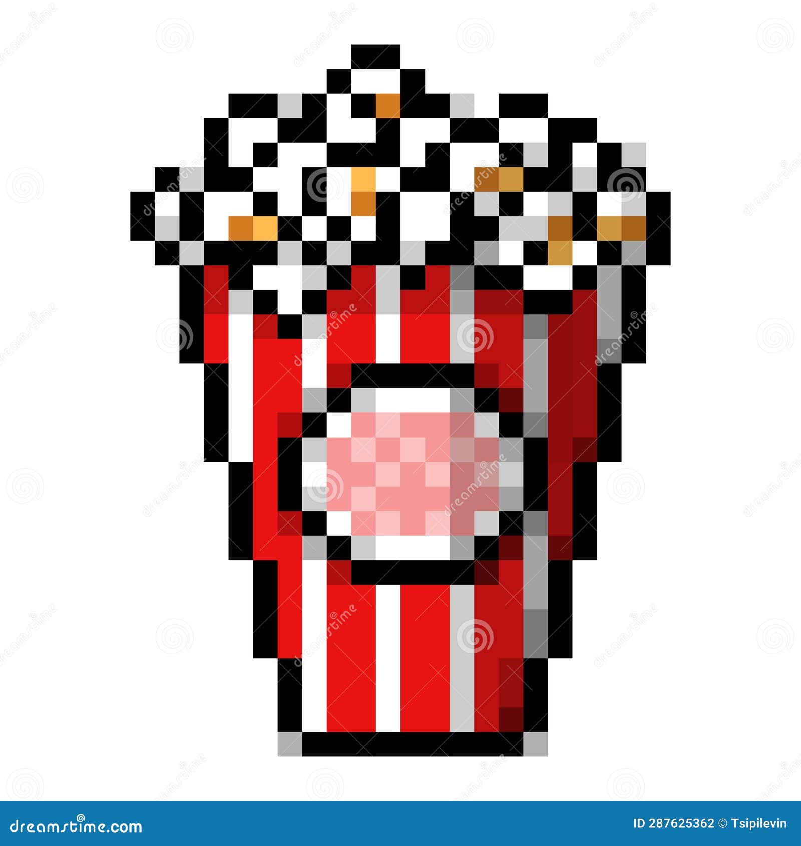 Popcorn Food Pixel Art Style Stock Illustration - Illustration of ...