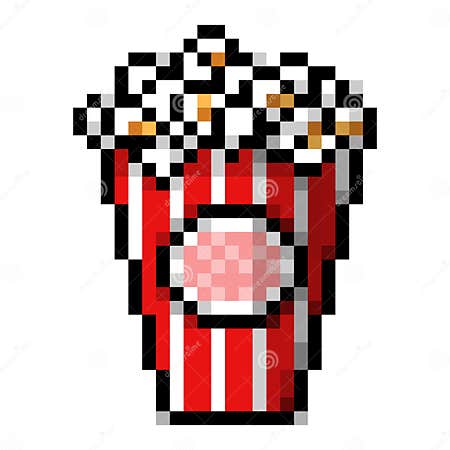 Popcorn Food Pixel Art Style Stock Illustration - Illustration of ...