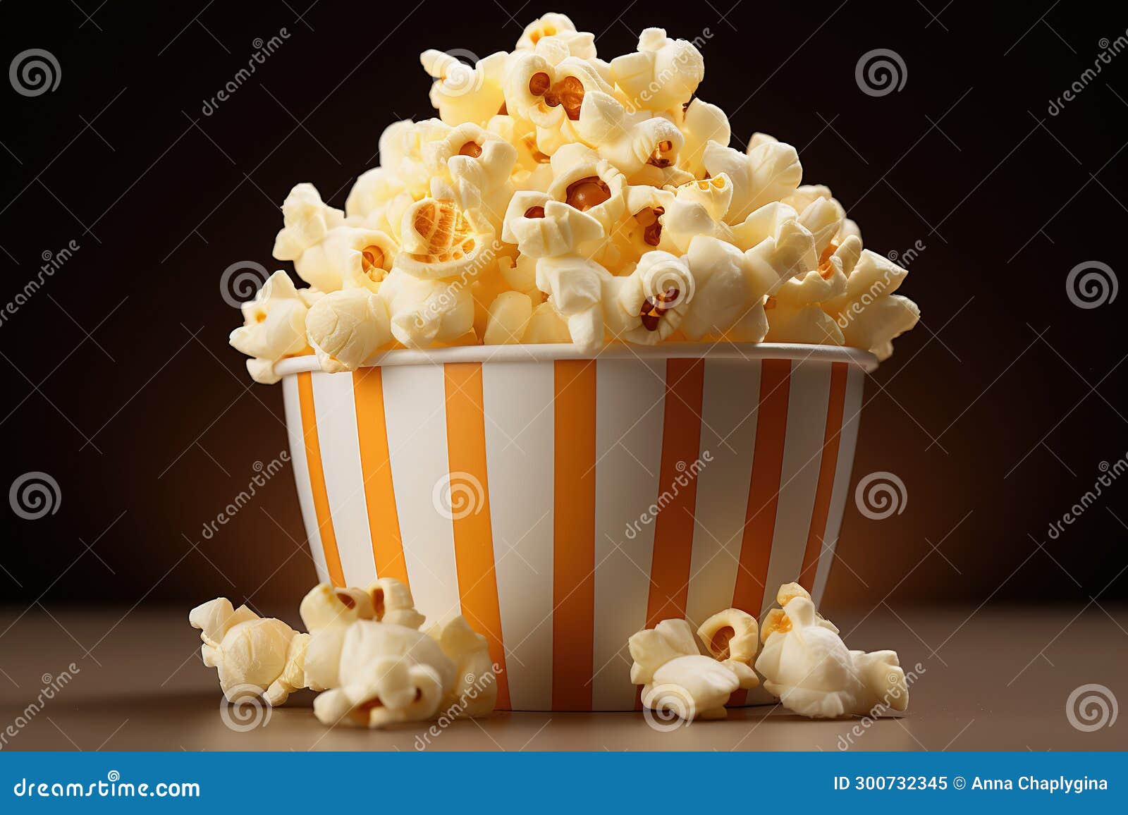 Popcorn Plastic Bucket on a Table, Closeup Stock Image - Image of ...