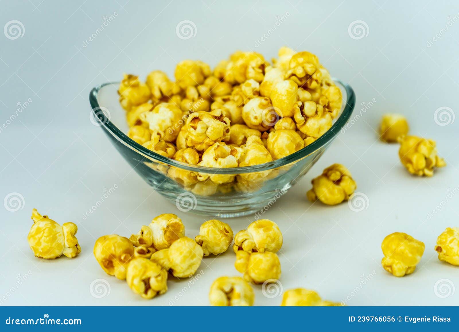 Popcorn in a Plate on a White Background. Stock Photo - Image of group ...