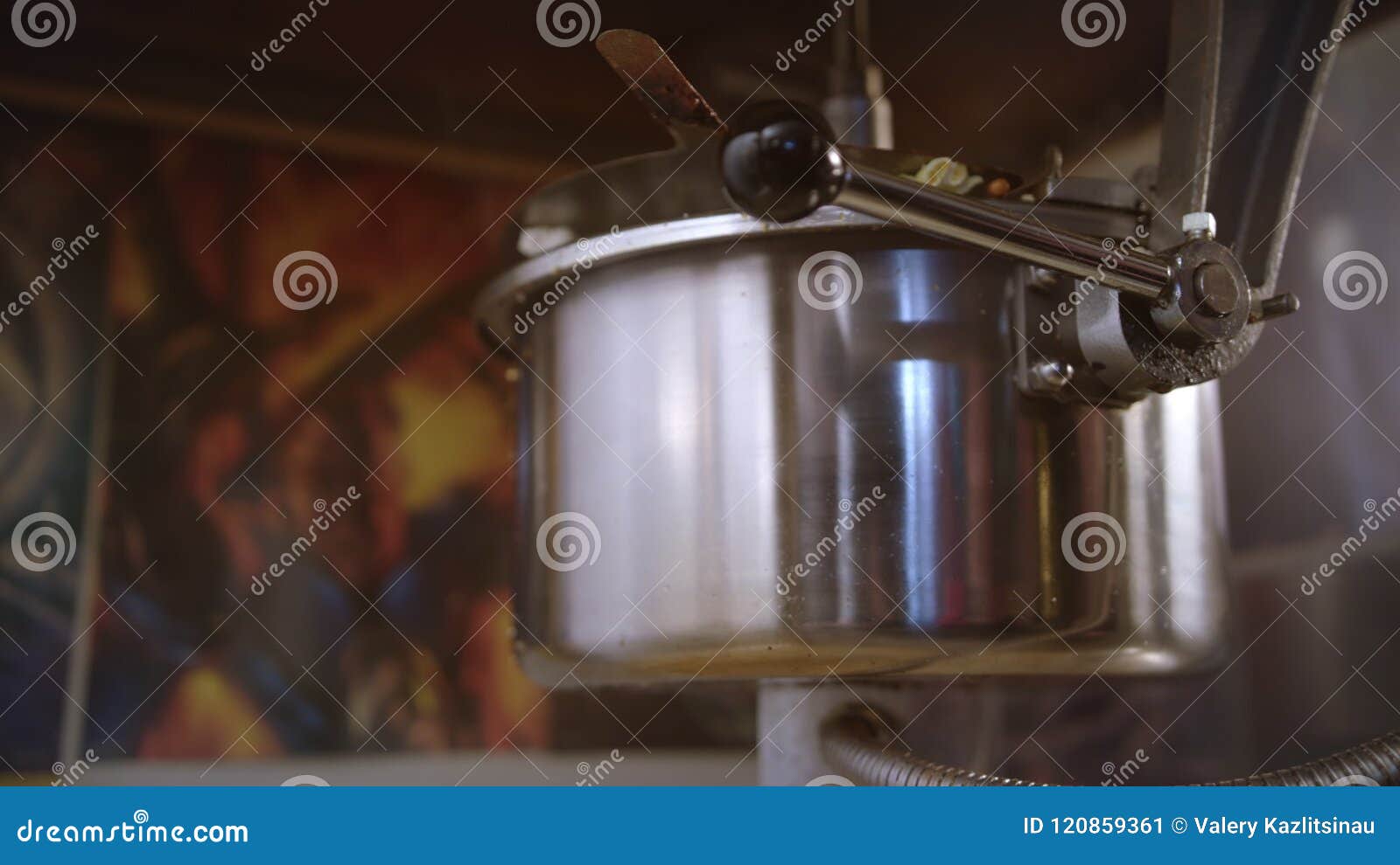 Popcorn Pour Out of Popcorn Machine. Worker Control Popcorn Production ...