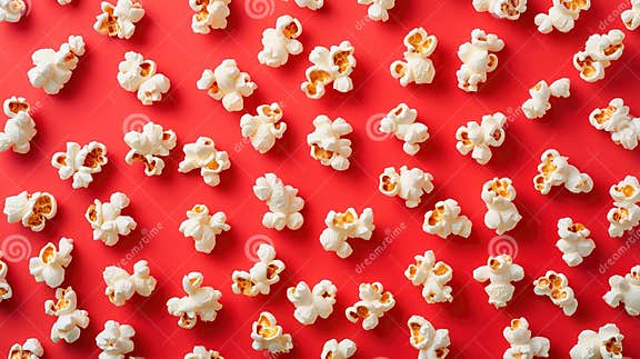 Popcorn on a Red Background. Popcorn Pattern Stock Image - Image of ...