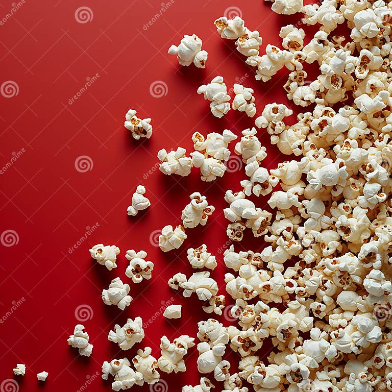 Popcorn on a Red Background with Text Space Available. Created Using Ai ...