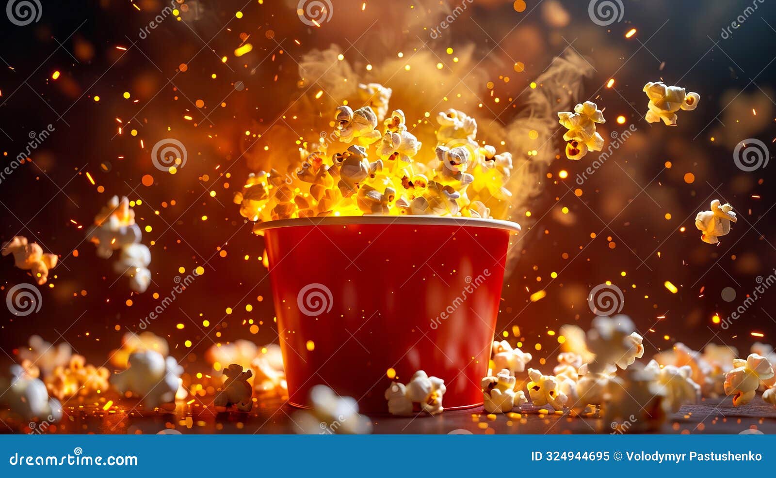 Popcorn in a Red Cup with Fire Coming Out of it Stock Image - Image of ...