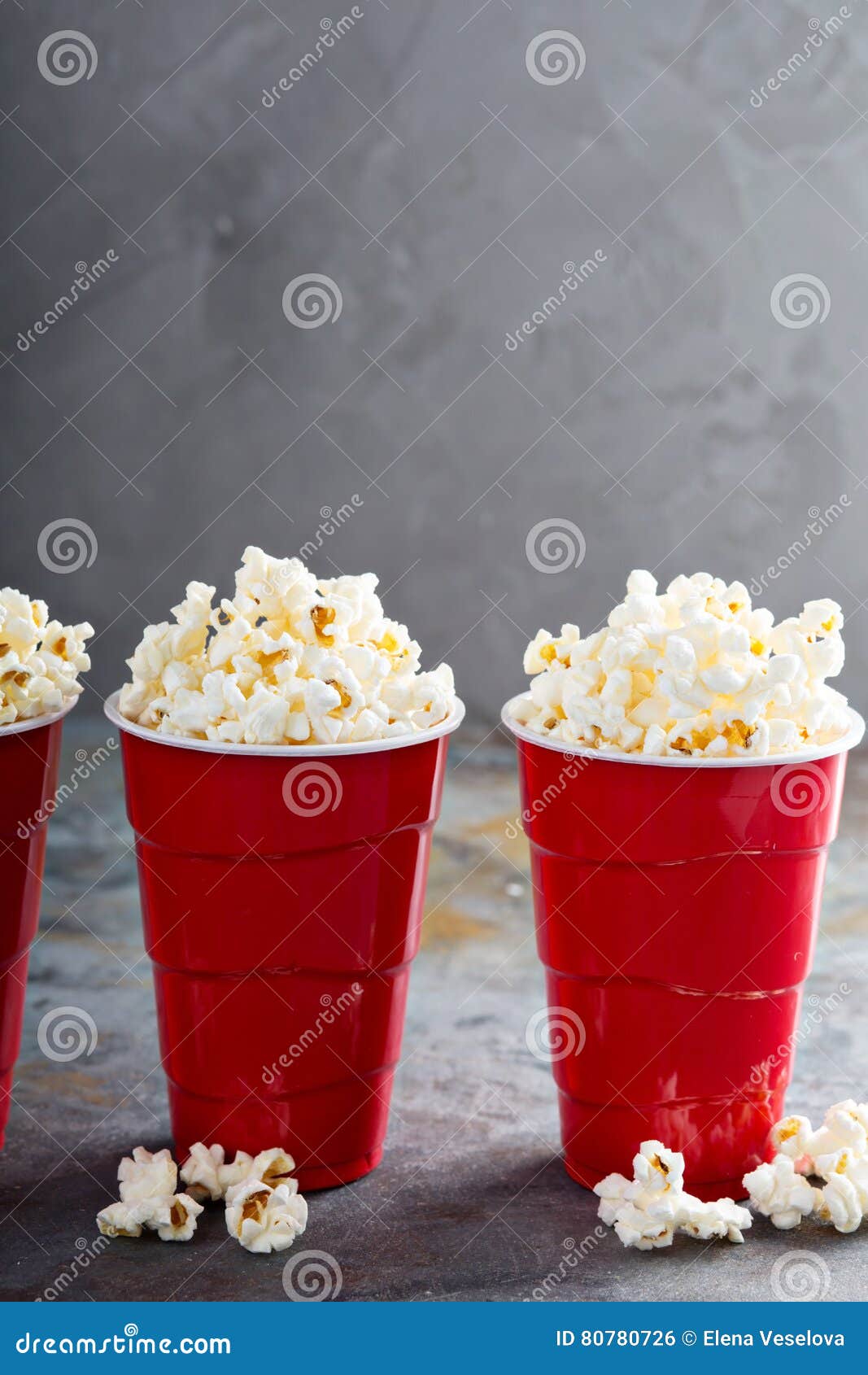Popcorn in red cups stock photo. Image of natural, classic - 80780726