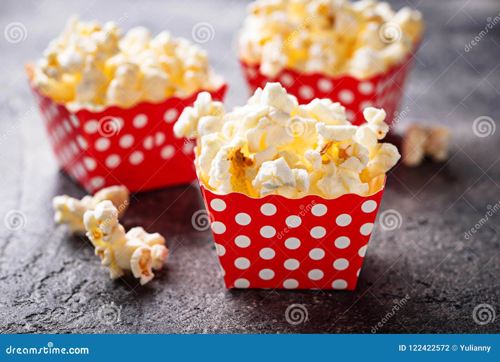 Popcorn in Red Polka Dot Pack Stock Photo - Image of tech, snack: 122422572