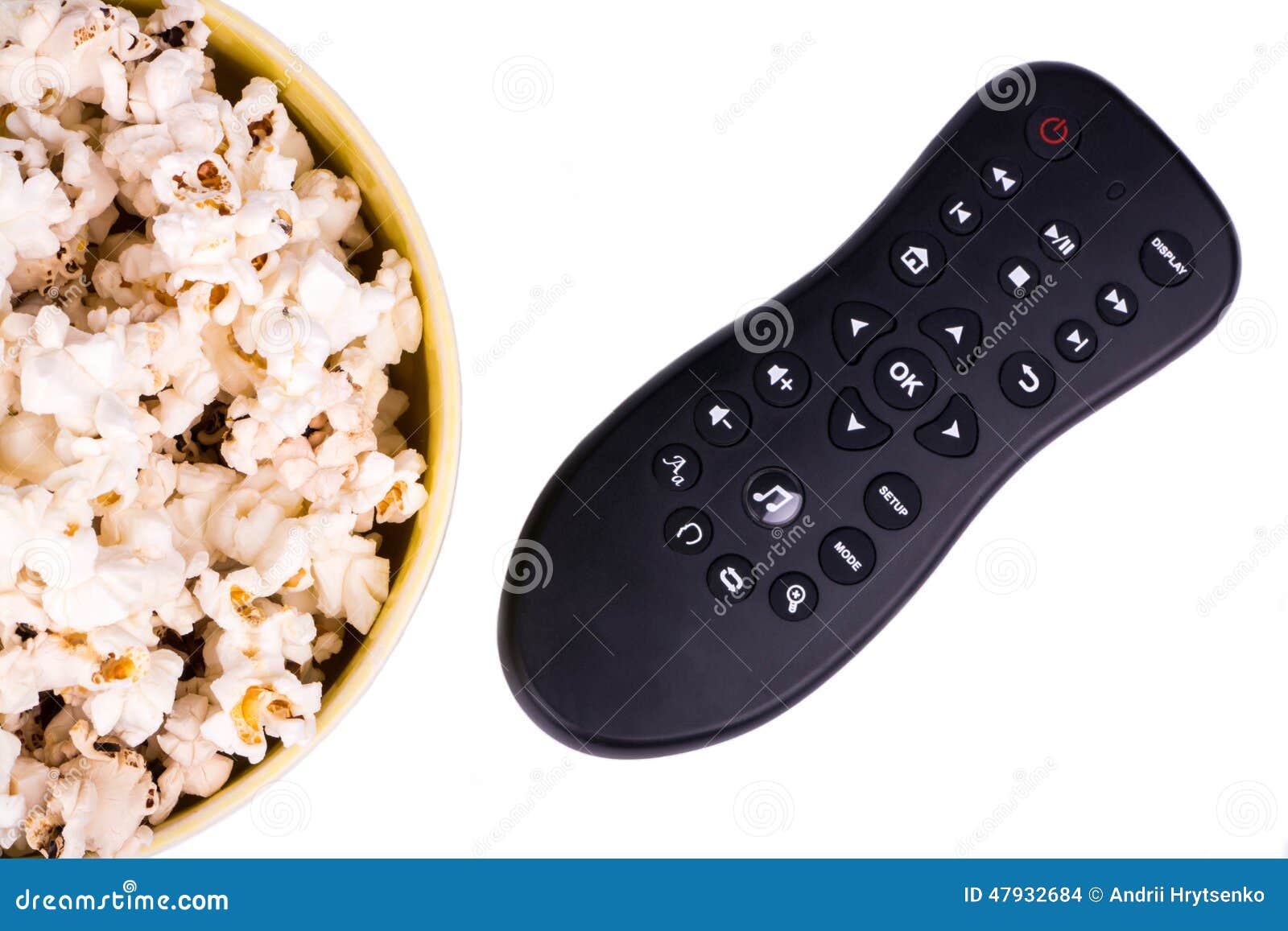 Popcorn and Remote Control stock photo. Image of snack - 47932684