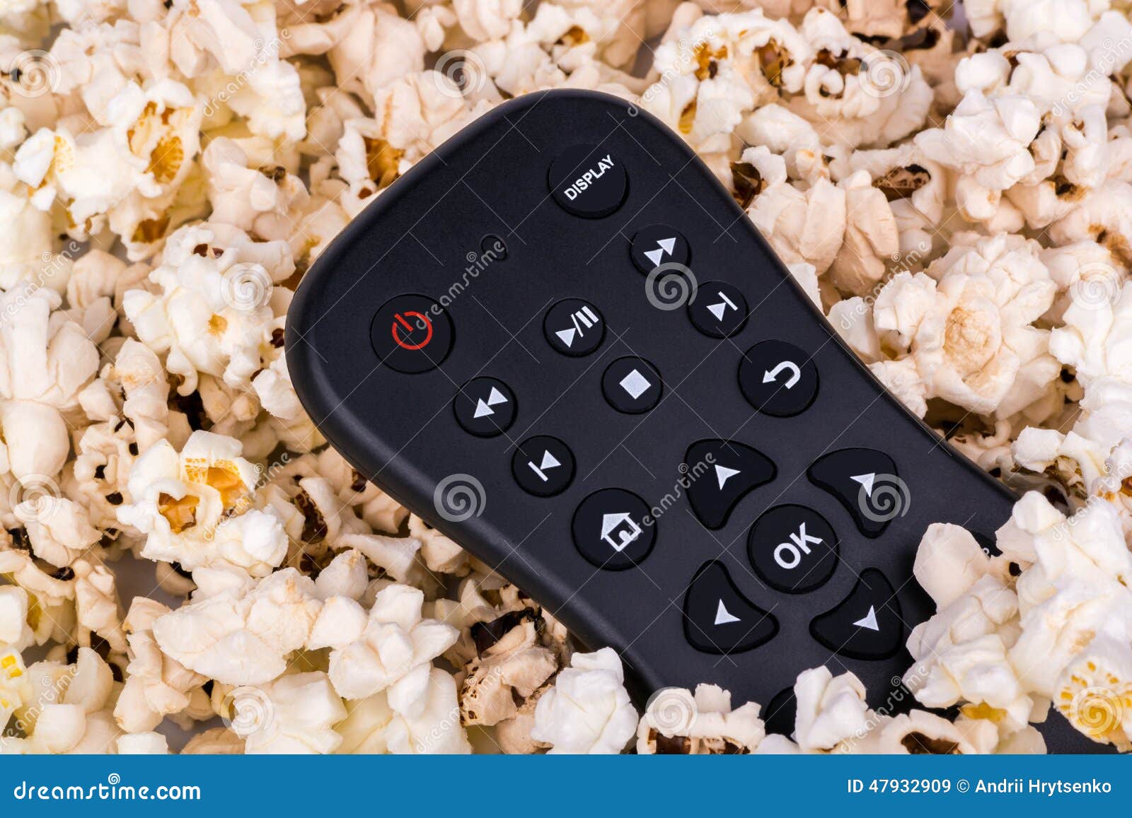 Popcorn and Remote Control stock image. Image of white - 47932909