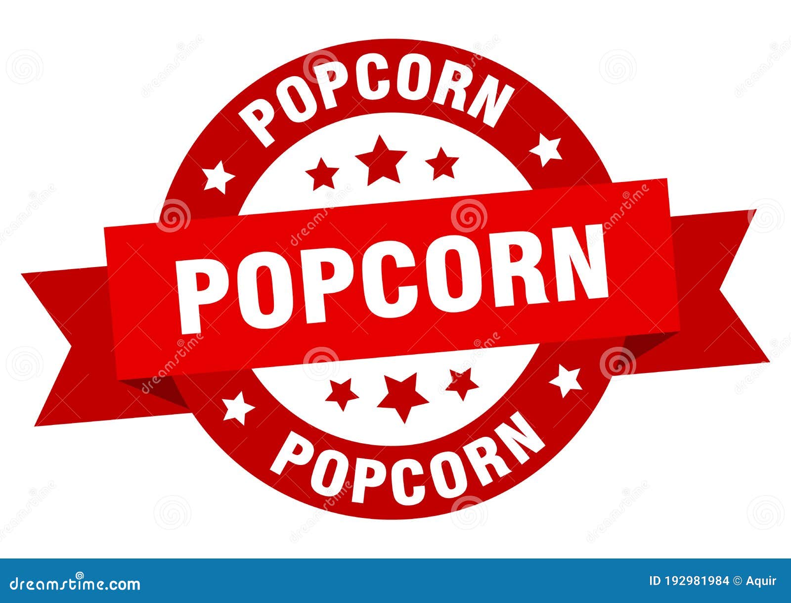 Popcorn Round Ribbon Isolated Label. Popcorn Sign Stock Vector ...