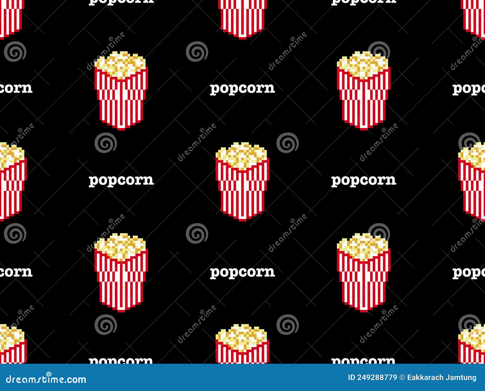 8 Bit Pixel Art Popcorn Snack With Png Background Cartoon Vector ...