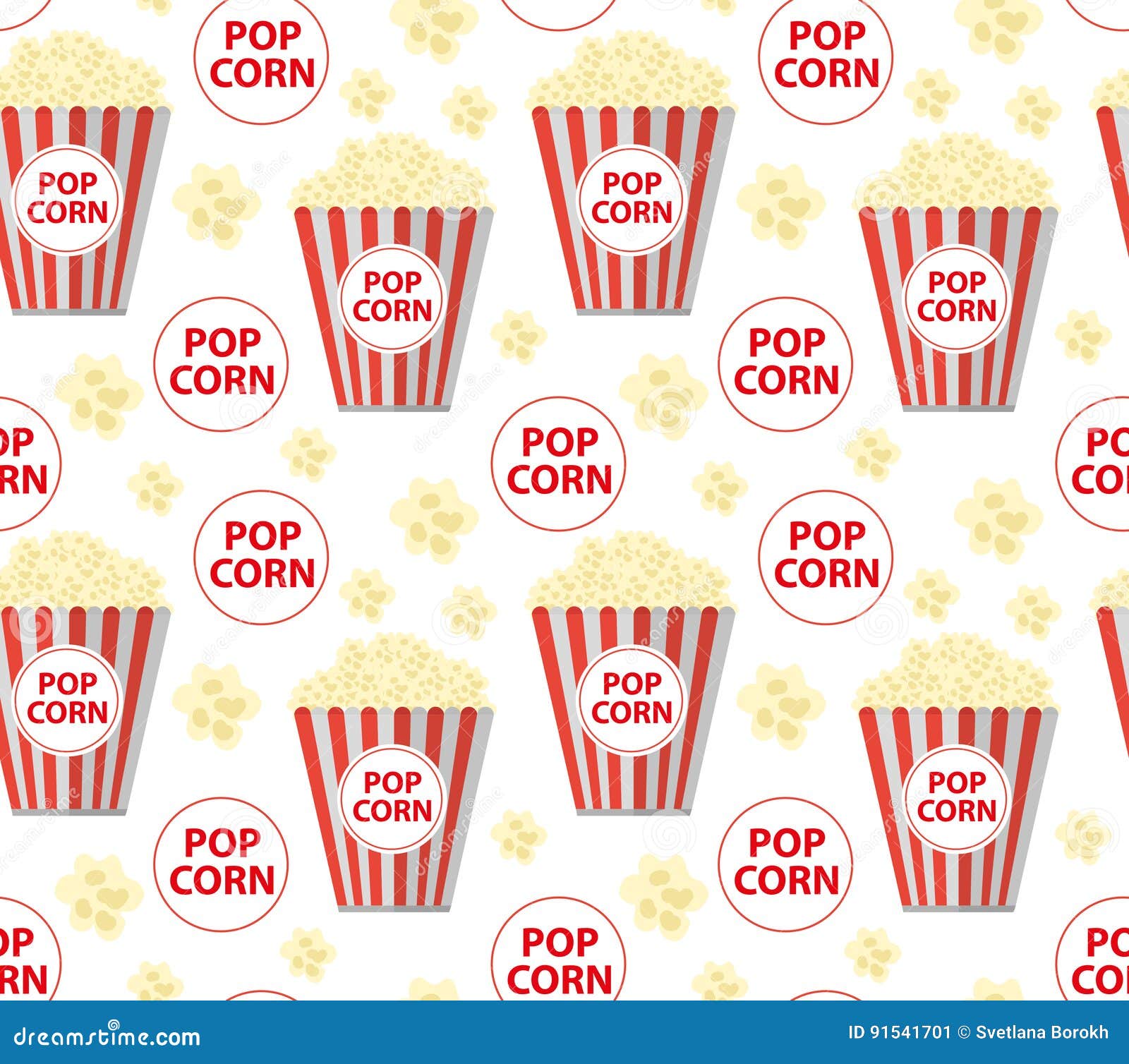 Popcorn Seamless Pattern, Endless Texture. Repeating Background. Vector ... Popcorn Seamless Pattern, Endless Texture. Repeating Background. Vector ...